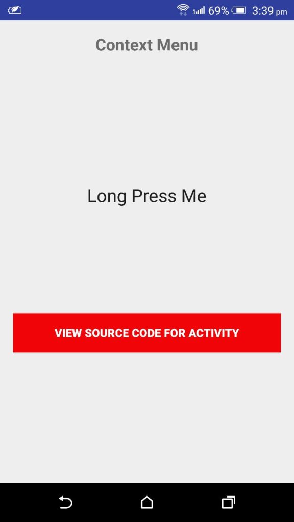 Easy Learning - Android Programs | Context Menu Code