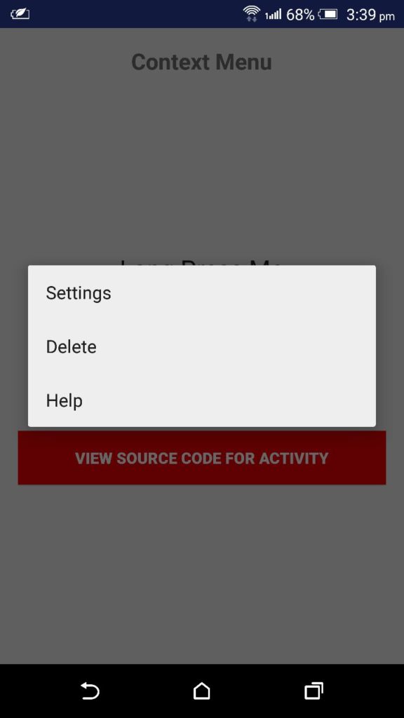Easy Learning - Android Programs | Context Menu Code