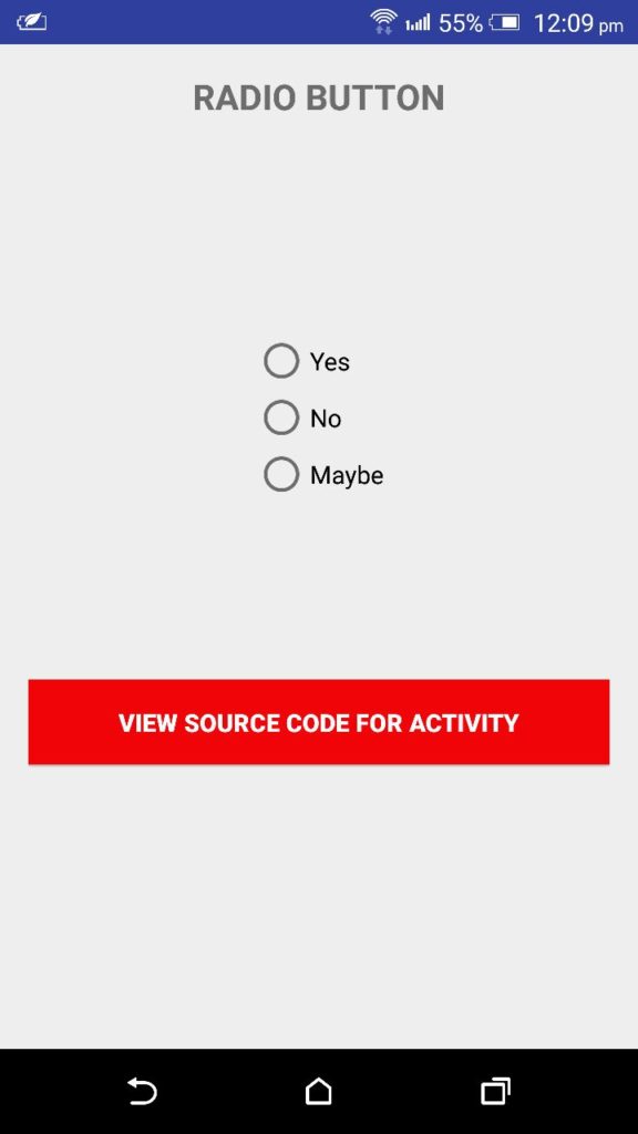 Android Radio Button snippet java code download | Andorid for Beginners