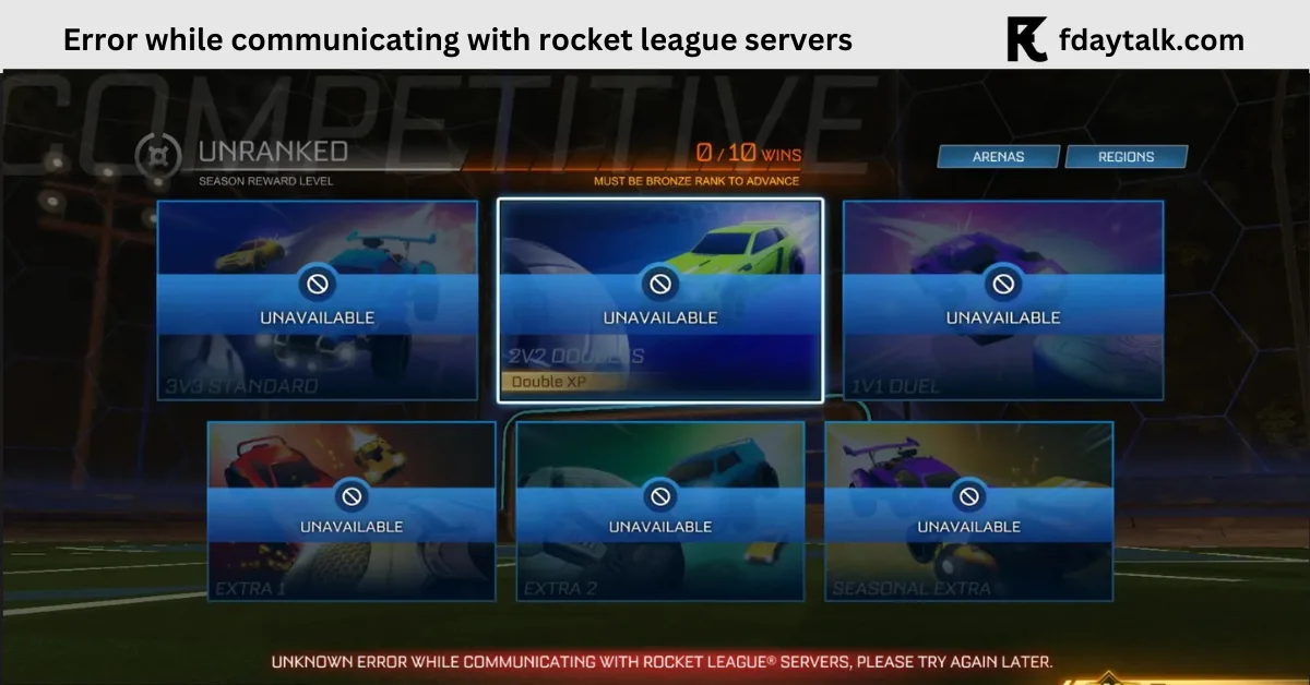 Fix "Error While Communicating with Rocket League Servers"