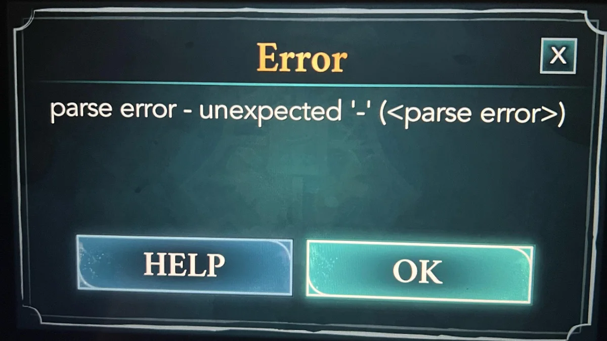 Fix: Hogwarts Mystery Parse Error - Unexpected '-' (parse error)